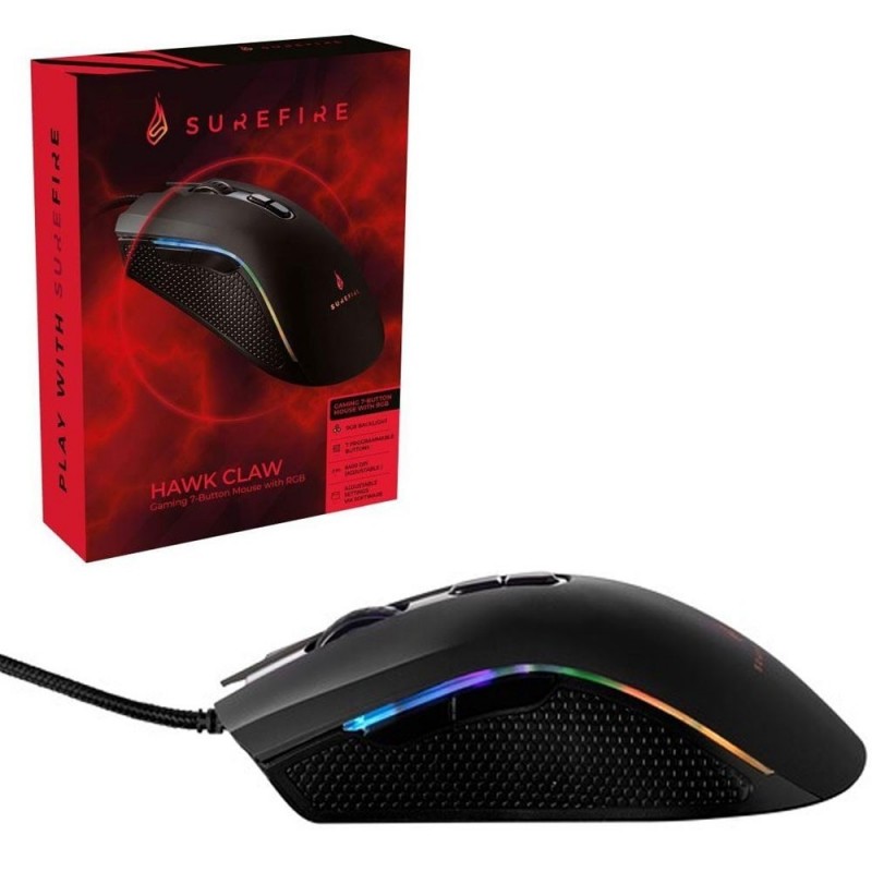 SureFire Hawk Claw Mouse Right Hand USB Type-A Optical 6400 DPI 7 Buttons